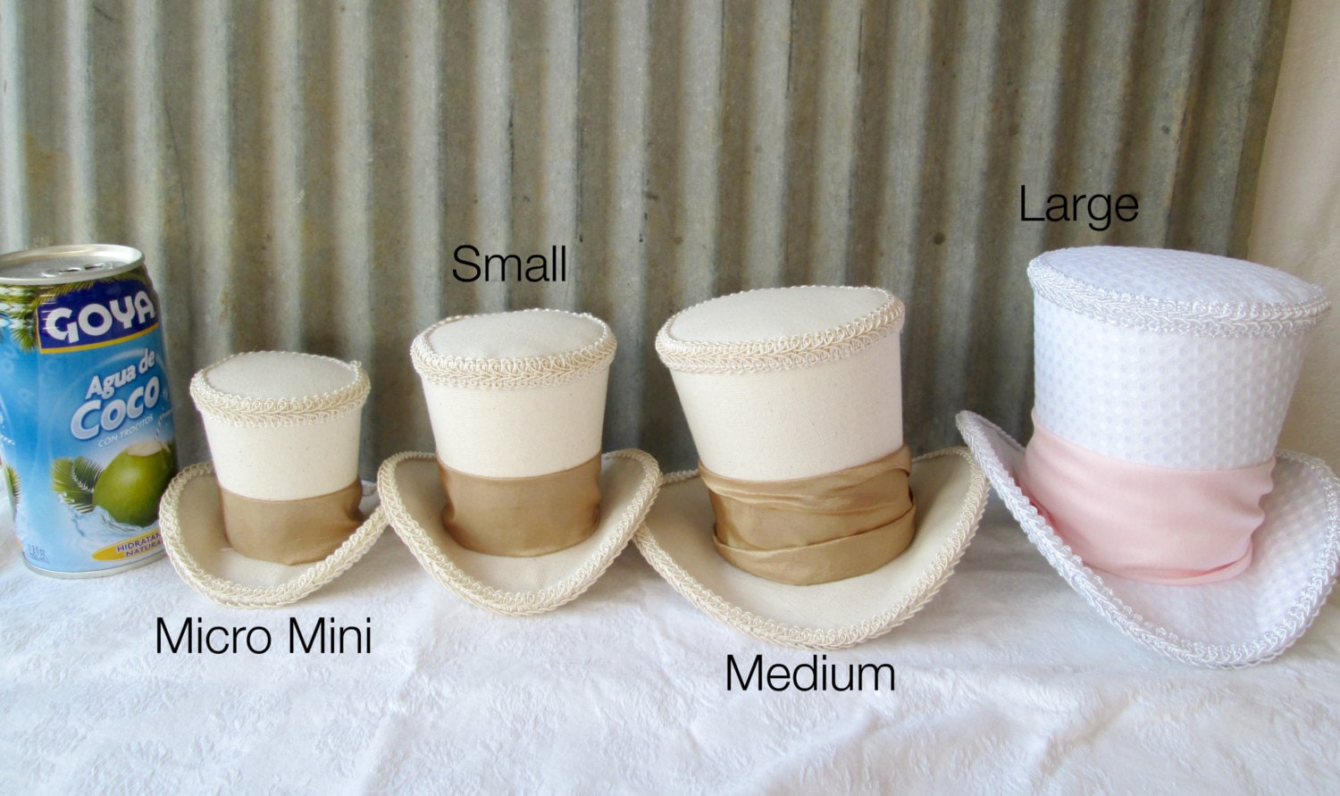 Demonstration or Example of Sizes of Top Hats for Chiki Bird Hat Studio ...