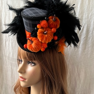 Mini Top Hat, Fall Mini Top Hat, Thanksgiving Hat, Black and Orange ...