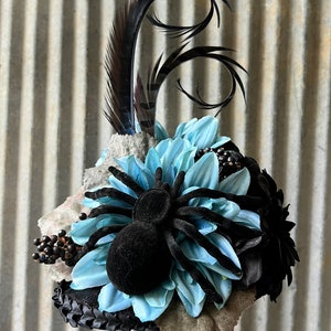 Spider Hat, Halloween Fascinator, Tarantula Hat, Blue and Black ...