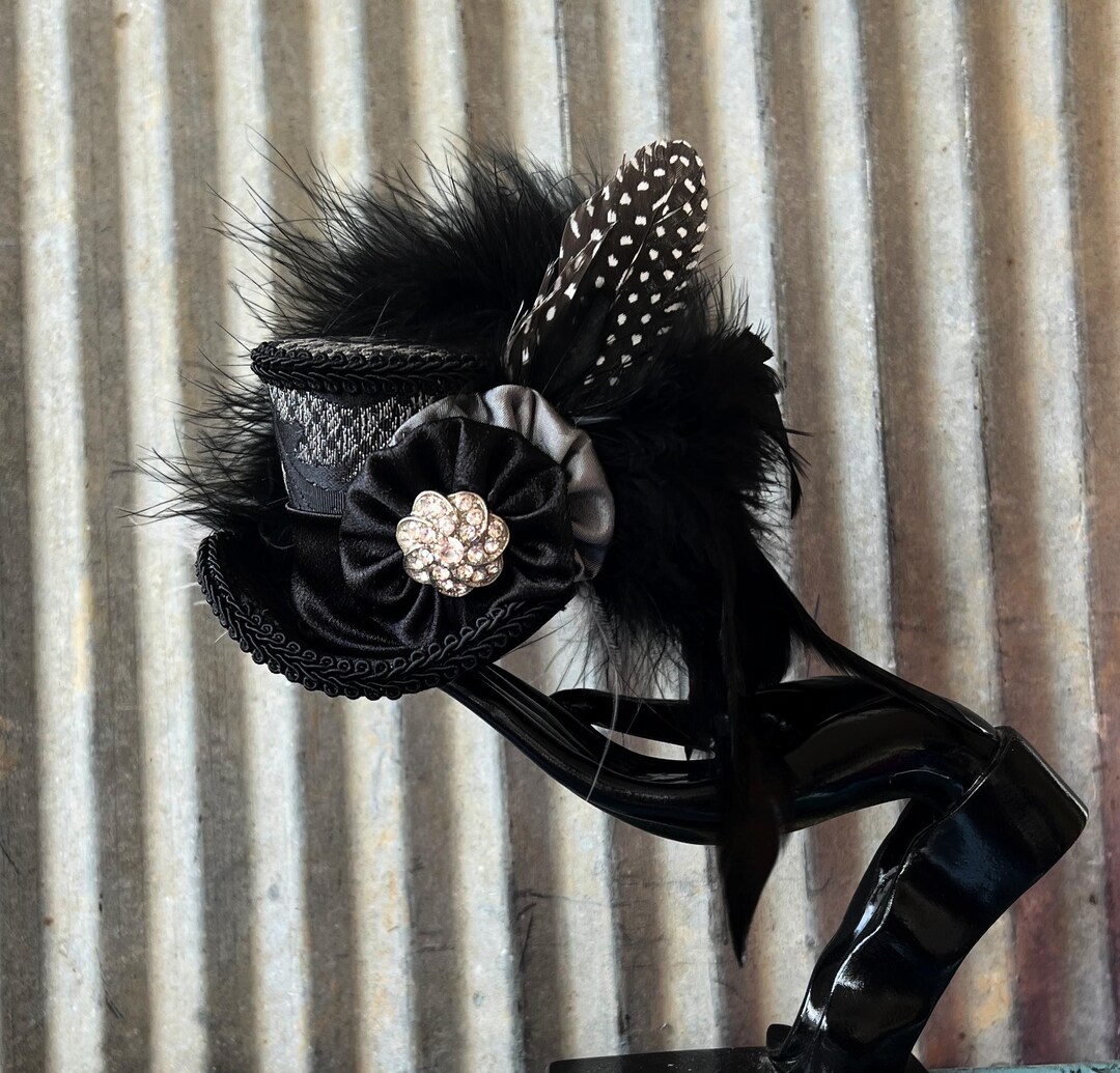 Micro Mini Top Hat, New Year's Eve Micro Mini Top Hat, Black and Silver ...