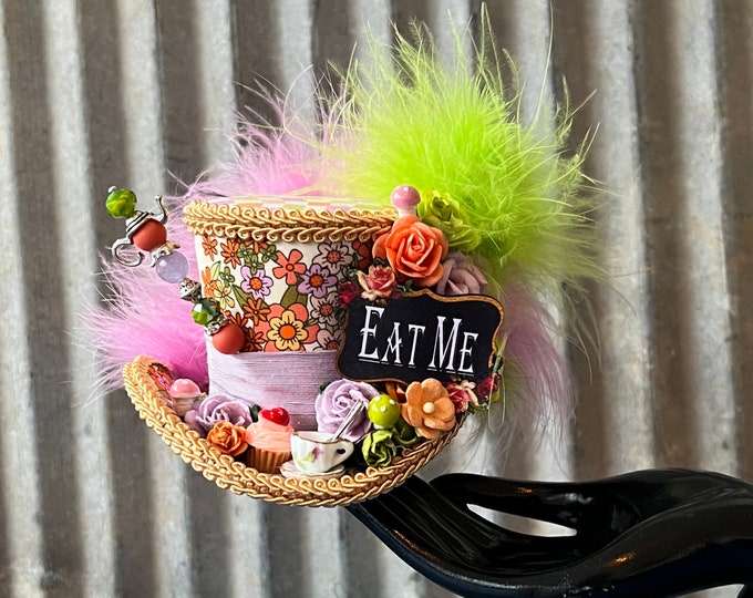 Micro Mini Top Hat, Eat Me Mini Hat, Mini Diorama Hat, Mad Hatter Hat ...