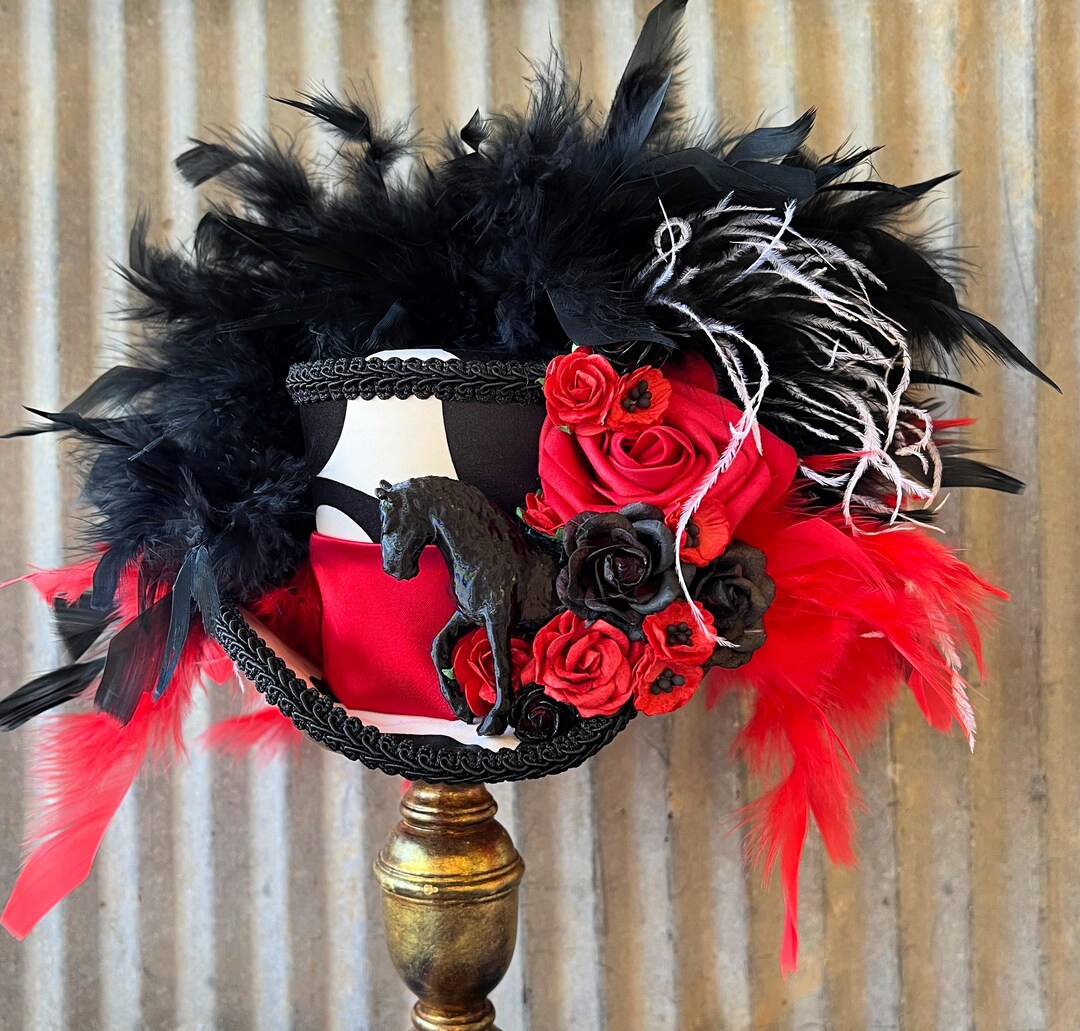 Mini Top Hat, Kentucky Derby Mini Top Hat, Black and Red Mini Top Hat ...