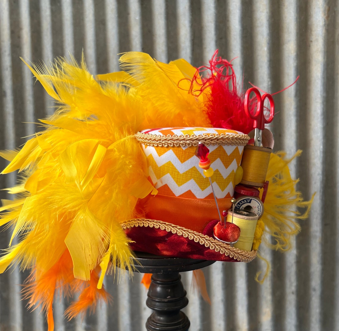 Mini Top Hat Orange Red Steampunk Seamstress Mini Top Hat - Etsy