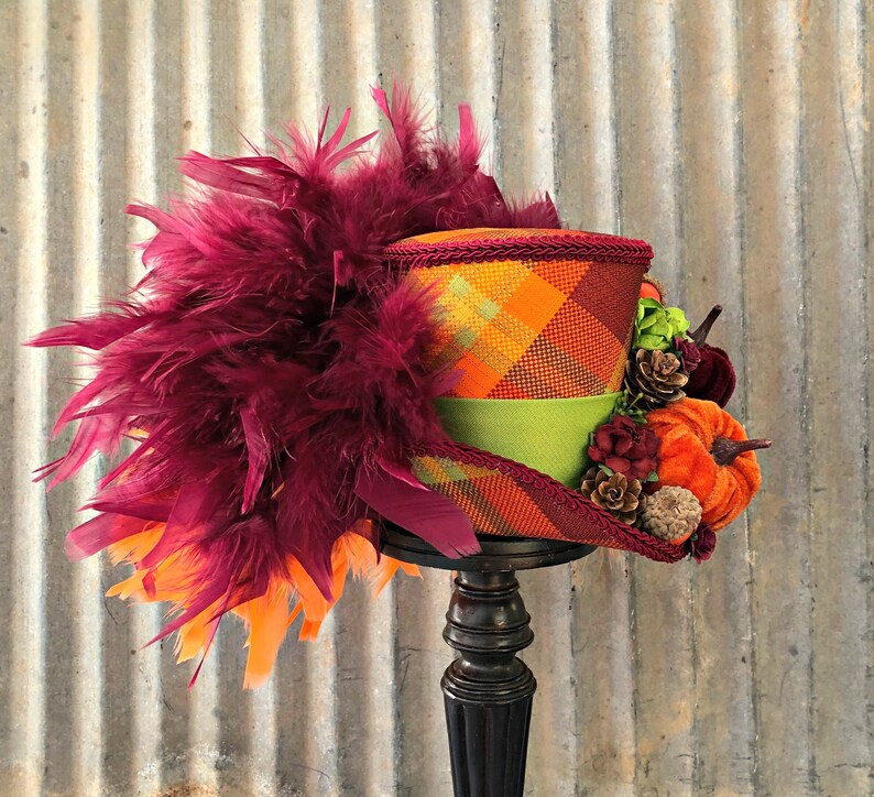 Mini Top Hat Thanksgiving hat Orange and lime Mini Top hat | Etsy