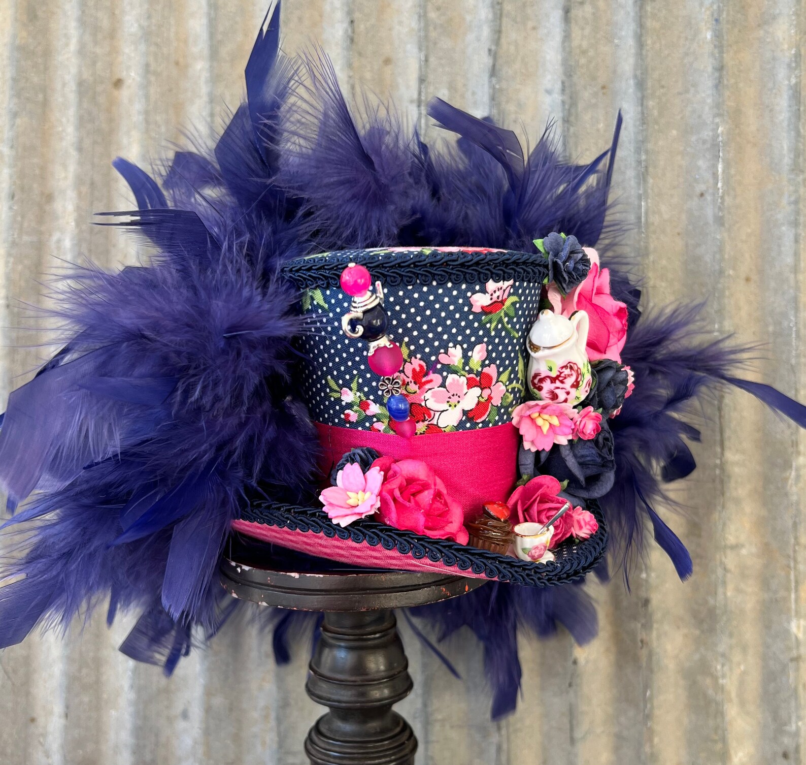 Mini Top Hat Blue and Pink Tea Cup Hat Alice in Wonderland - Etsy