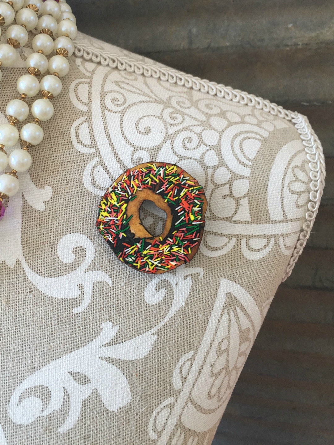 Doughnut Brooch, Doughnut Pin, Wooden Pin, Donut Pin, Baby Shower ...