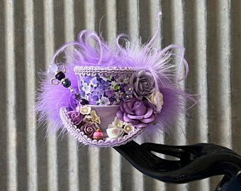 Mini Top Hat, Tea Hat, Blue and Pink Tea Cup Hat, Alice in Wonderland ...