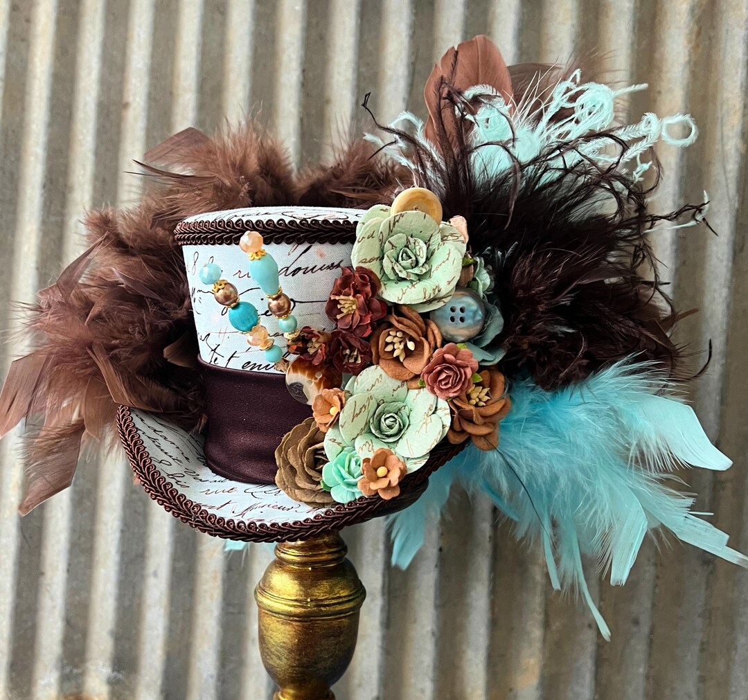 Mini Top Hat, Book Top Hat, Librarian Hat, Brown Script Hat, Alice in ...