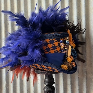 Kentucky Derby Hut, Mini Zylinder, Derby Mini Hut, braun blau Fischgrät ...