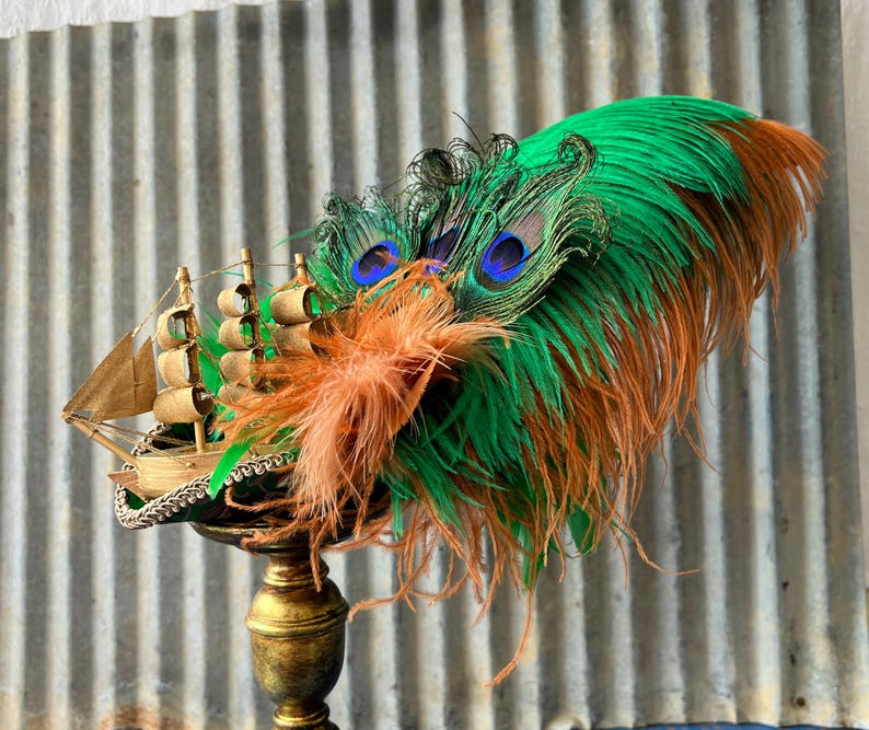 Mini Pirate Hat, Kelly Green and Gold Pirate Hat, Marie Antoinette Hat ...