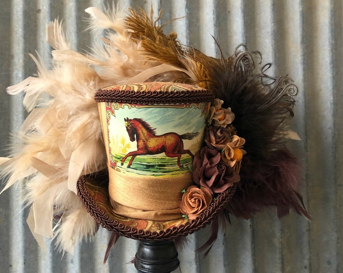 Mini Top Hat, Kentucky Derby Hat, Kentucky Derby Mini Top Hat, Brown ...