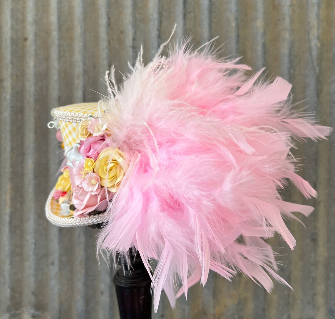 Mini Top Hat Tea Hat Pink and Yellow Tea Cup Hat Alice in - Etsy