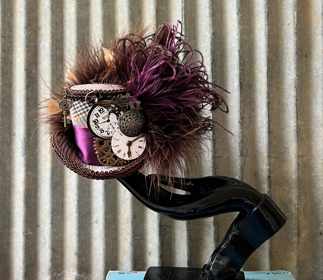 Micro Mini Top Hat, Steampunk Micro Mini Top Hat, Mad Hatter Hat,brown ...
