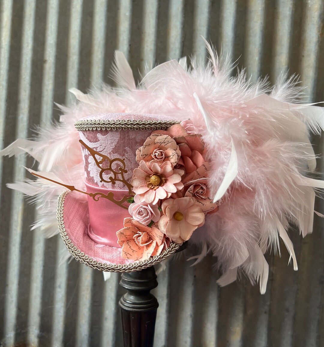 Mini Top Hat, Blush Pink Mini Hat, Alice in Wonderland Hat, Bridal Mini ...