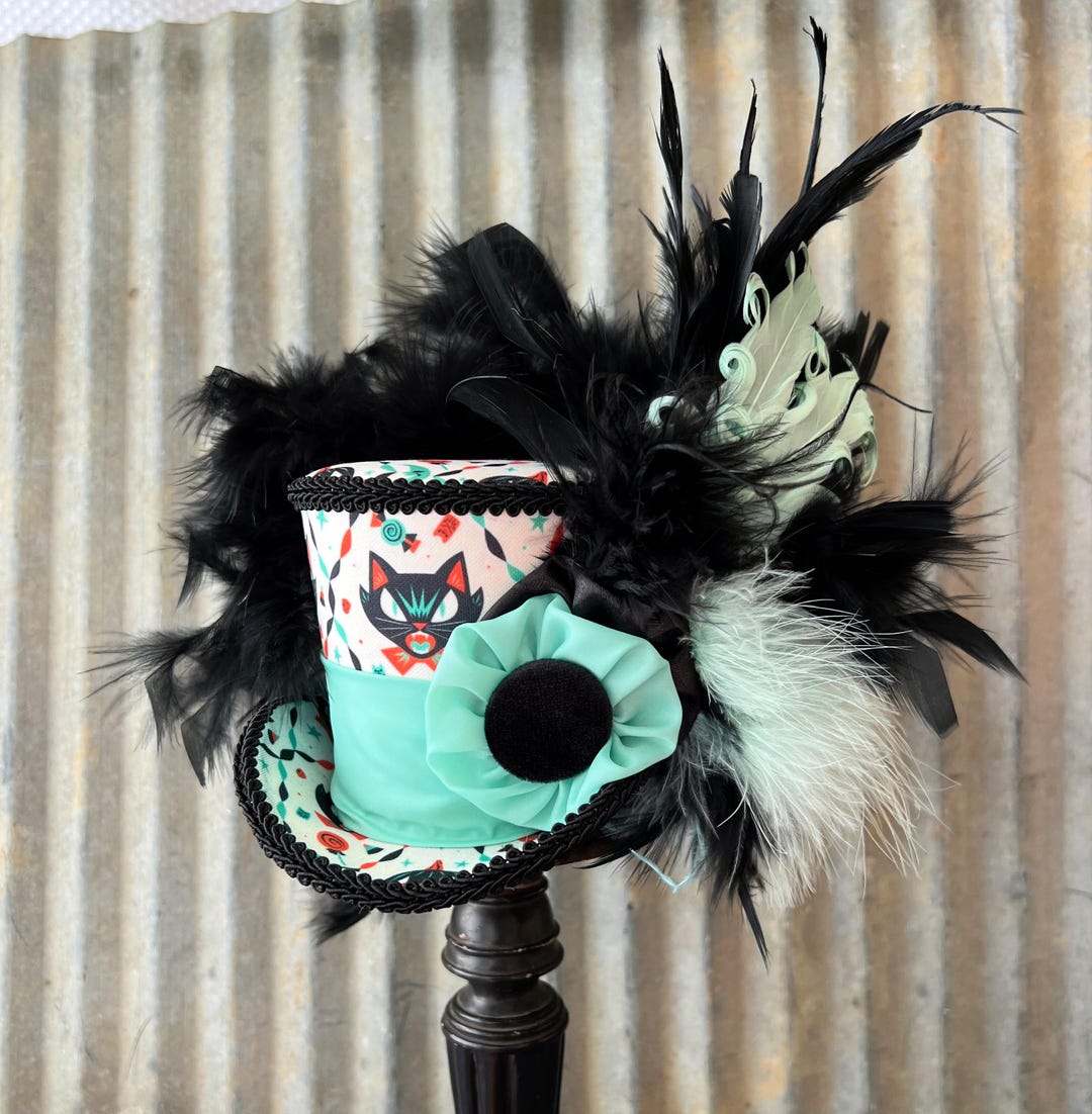 Mini Top Hat, Cat Halloween Mini Top Hat, Alice in Wonderland Hat, Mad ...