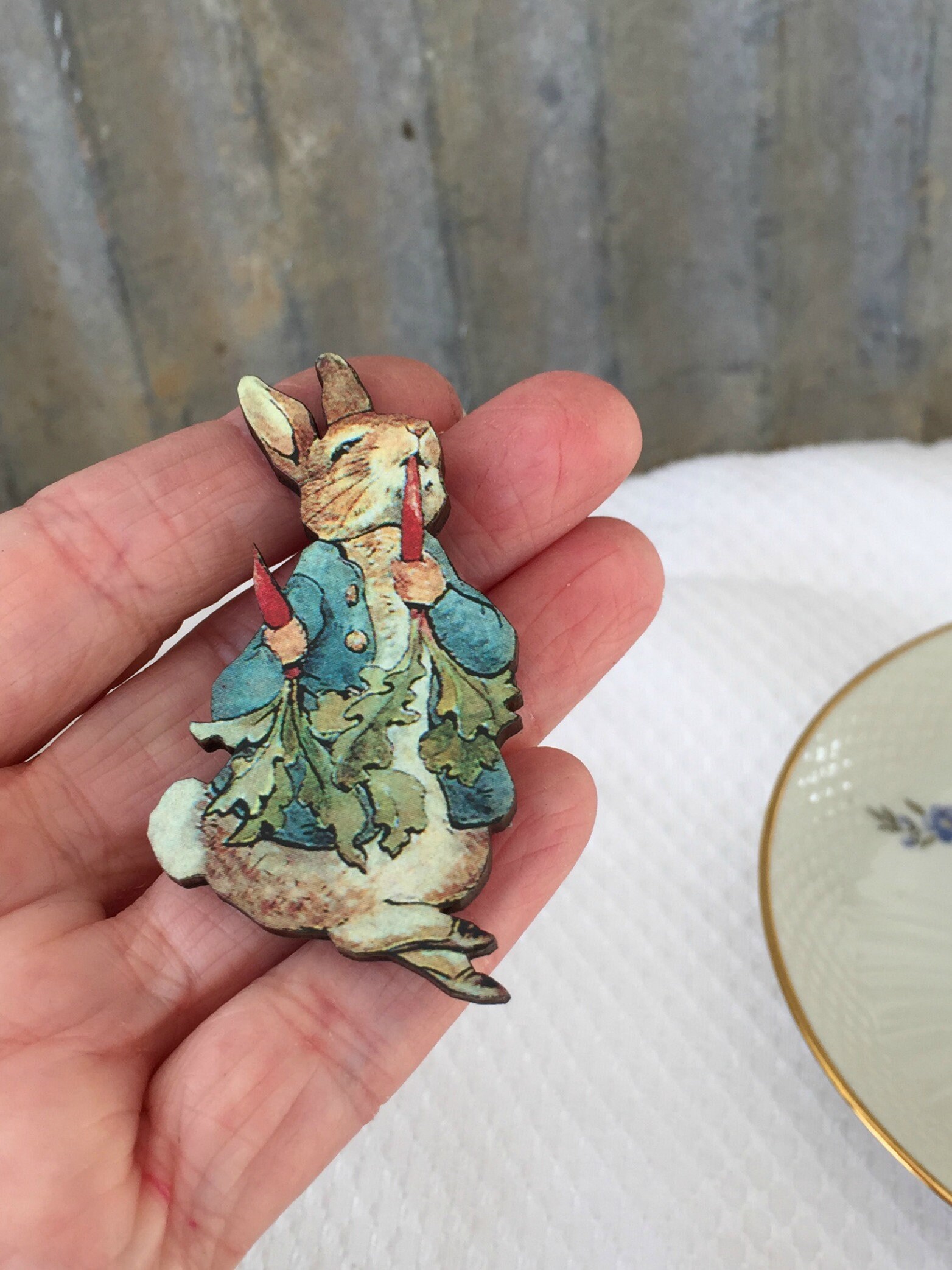 Peter Rabbit Brooch Beatrix Potter Brooch Easter Pin Wooden | Etsy