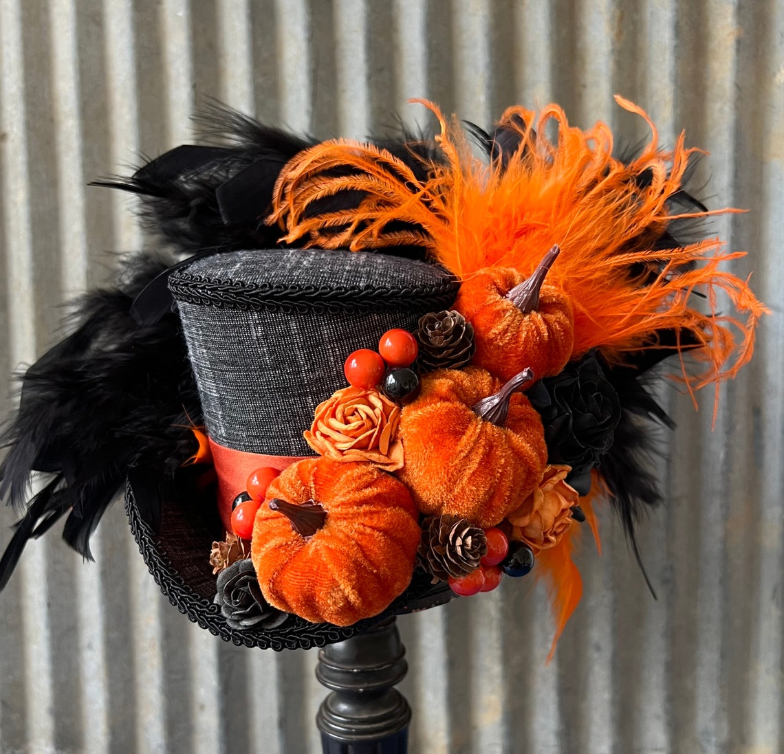 Mini Top Hat Fall Mini Top Hat Thanksgiving Hat Black and - Etsy