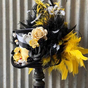 Mini Top Hat Tea Hat Black and Yellow Tea Cup Hat Alice in - Etsy