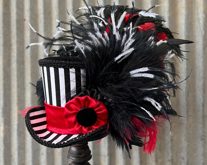 Mini Top Hat Black and White Stripe Mini Top Hat Circus Mini - Etsy