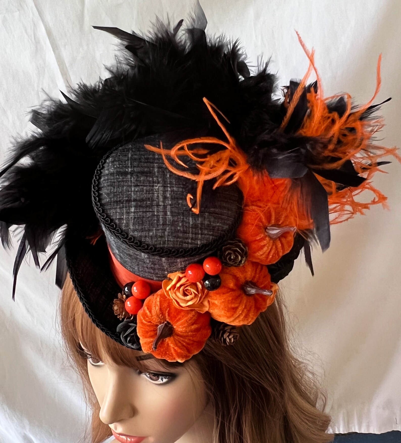 Mini Top Hat Fall Mini Top Hat Thanksgiving Hat Black and - Etsy