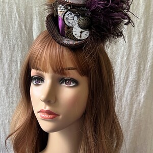 Micro Mini Top Hat, Steampunk Micro Mini Top Hat, Mad Hatter Hat,brown ...