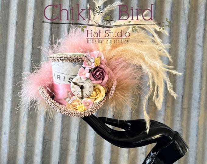 Micro Mini Top Hat, Wedding Mini Hat, Cream Steampunk Bride, Mini Top ...
