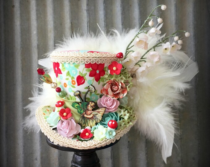 Mini Top Hat, Fairy Flower Mini Hat, Fairy Diorama, Alice in Wonderland ...