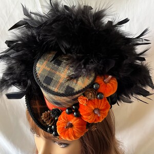 Mini Top Hat, Fall Mini Top Hat, Thanksgiving Hat, Black and Orange ...