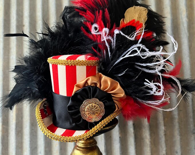 Mini Top Hat, Red Stripe Circus Mini Top Hat, Night Circus Mini Top Hat ...
