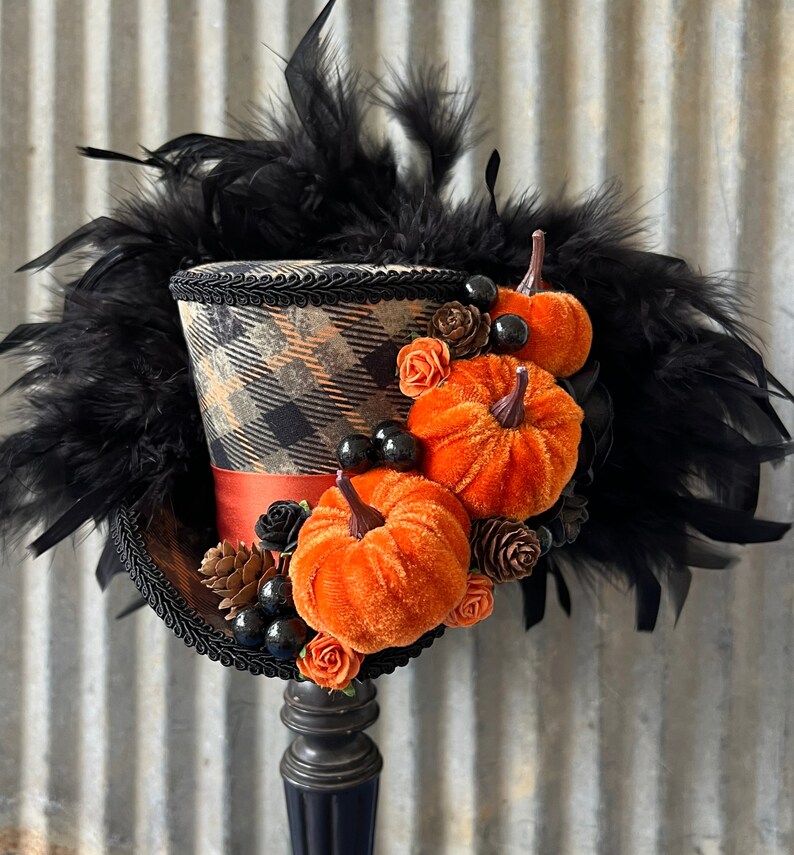 Mini Top Hat Fall Mini Top Hat Thanksgiving Hat Black and - Etsy