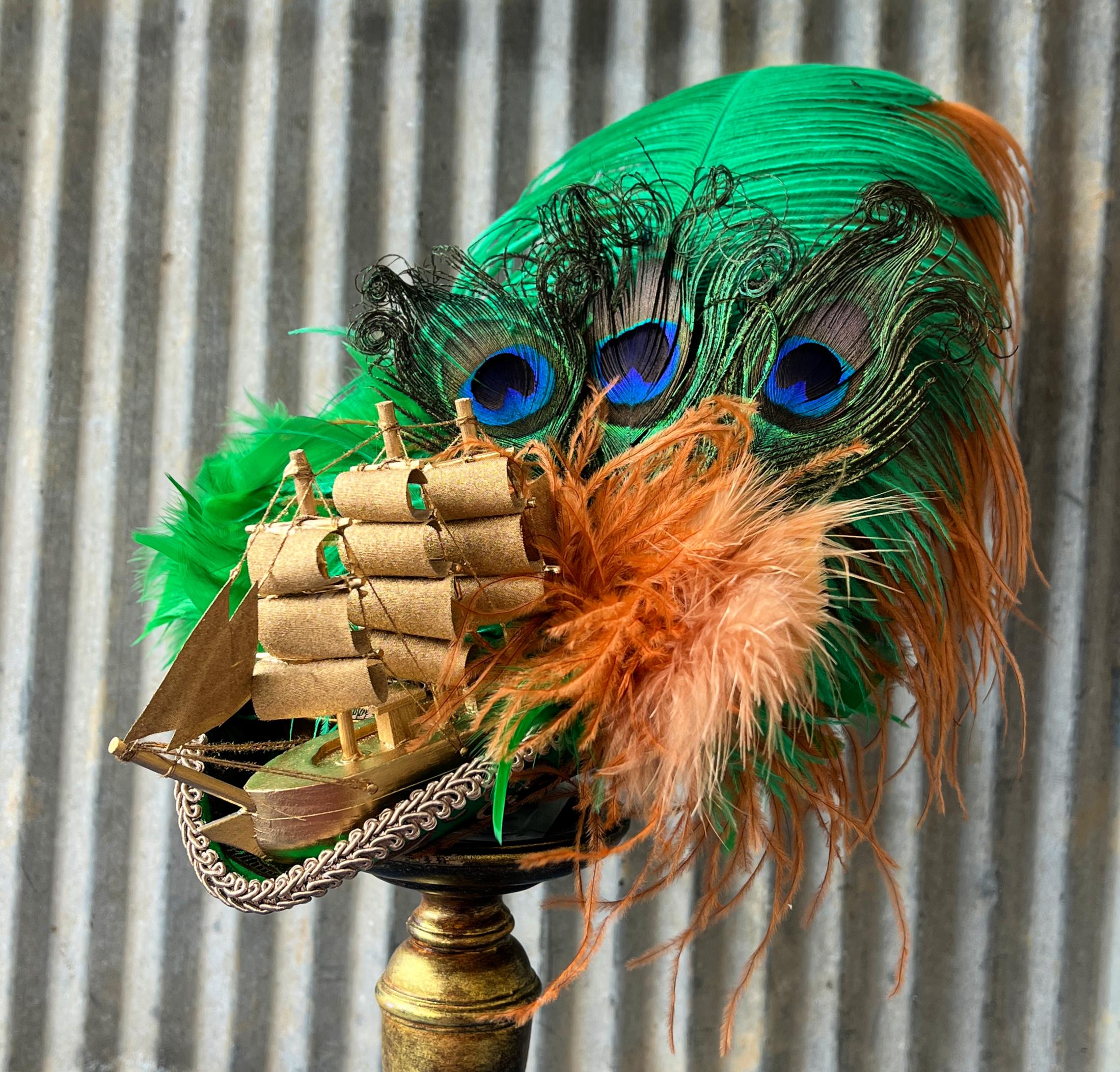 Mini Pirate Hat, Kelly Green and Gold Pirate Hat, Marie Antoinette Hat ...