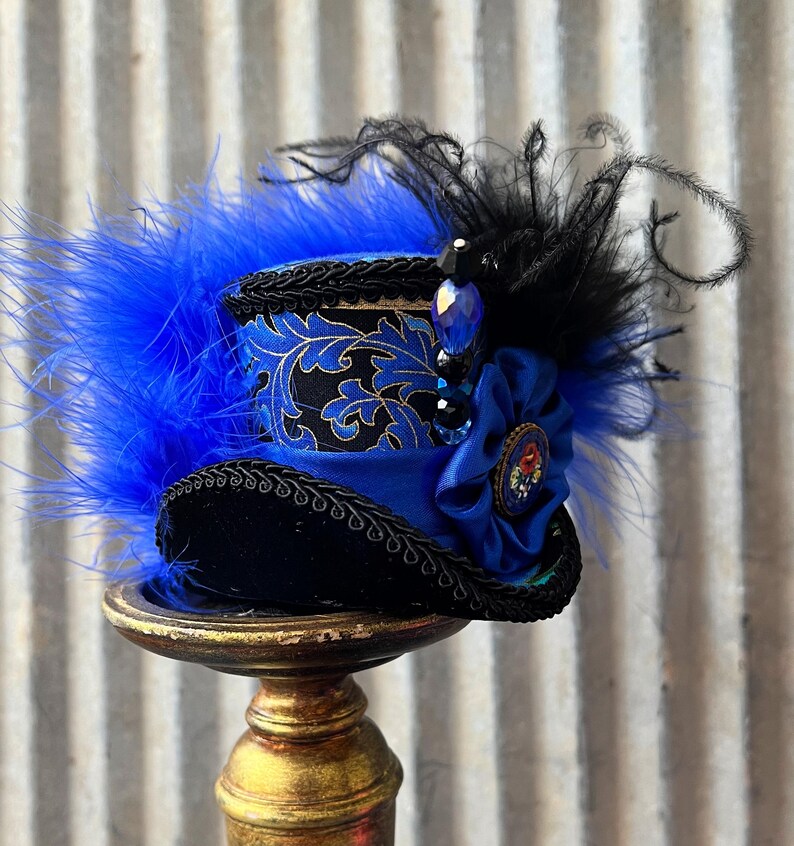 Micro Mini Top Hat, Tea Hat, Royal Blue Mini Hat, Alice in Wonderland ...