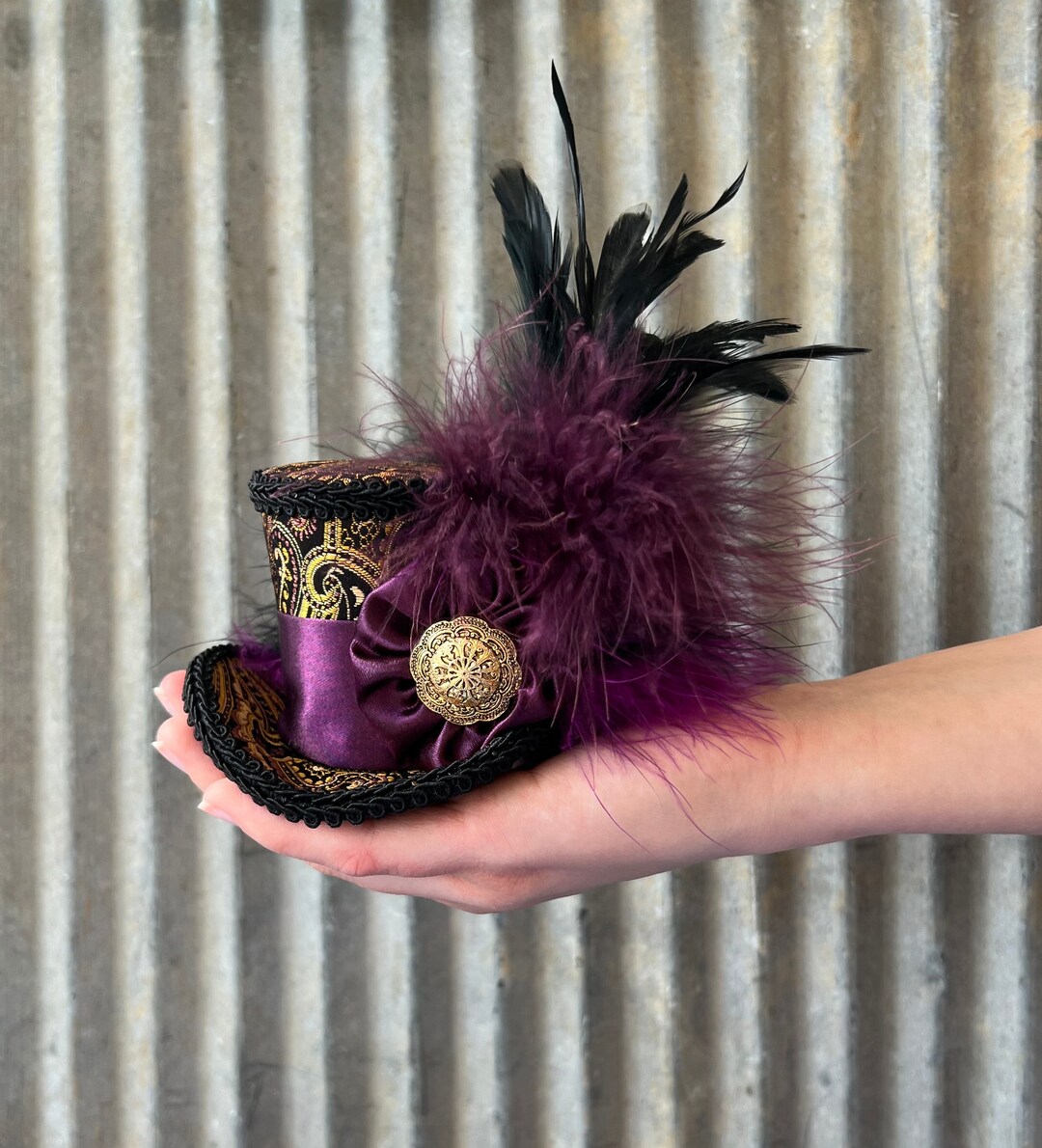 Micro Mini Top Hat Purple Wine Micro Hat Alice in - Etsy