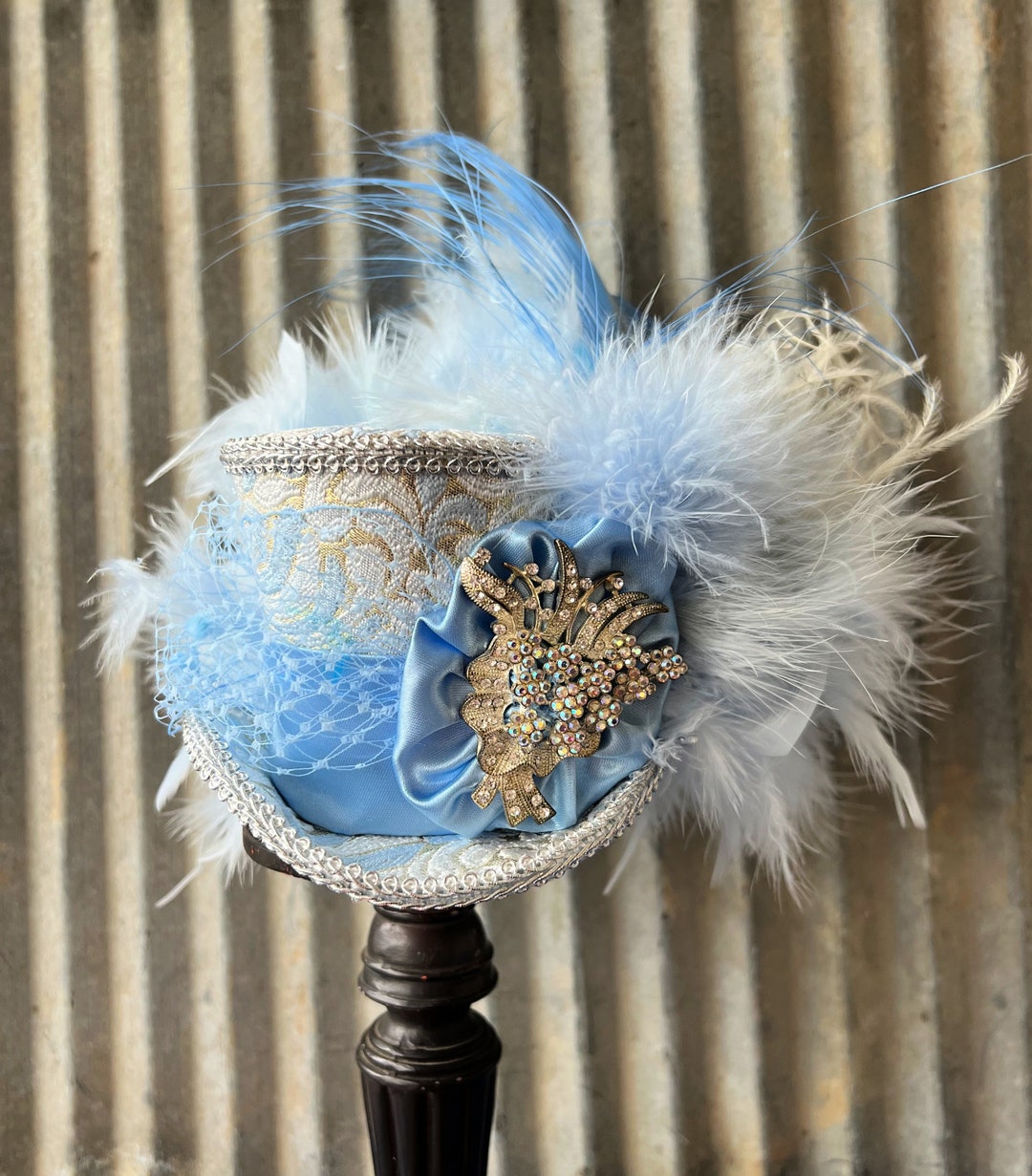 Mini Top Hat, Baby Blue Mini Hat, Kentucky Derby Hat, Tea Party Hat ...