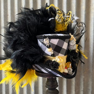 Mini Top Hat Tea Hat Black and Yellow Tea Cup Hat Alice in - Etsy