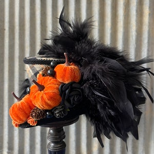 Mini Top Hat, Fall Mini Top Hat, Thanksgiving Hat, Black and Orange ...