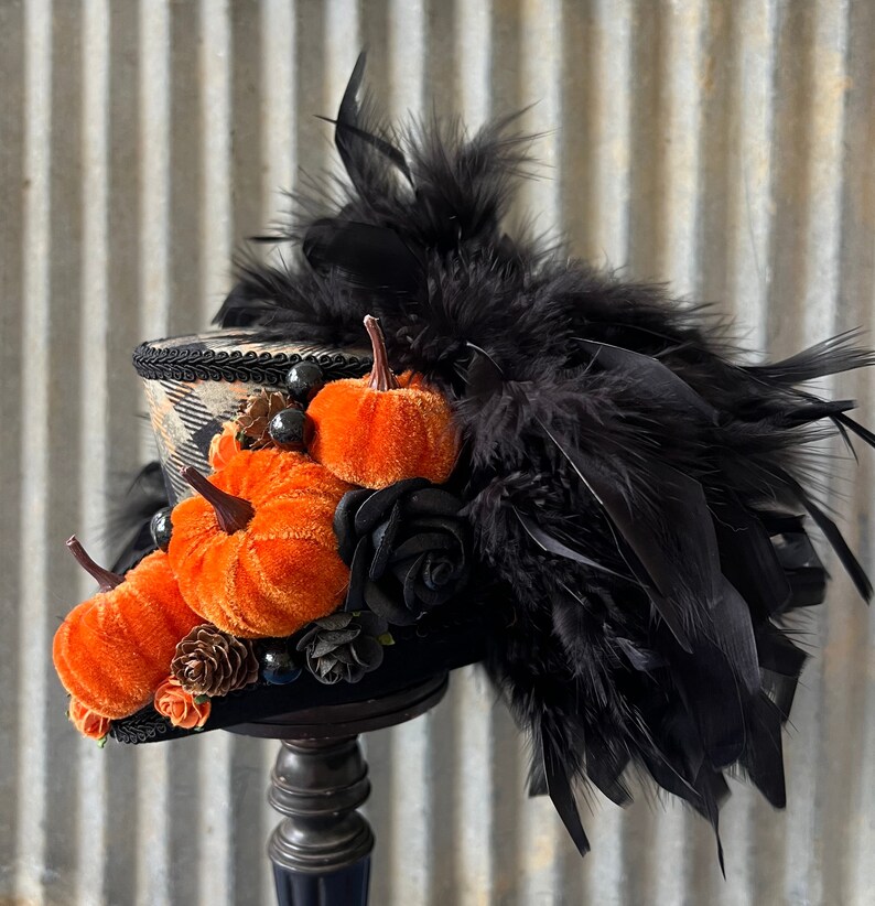 Mini Top Hat Fall Mini Top Hat Thanksgiving Hat Black and - Etsy