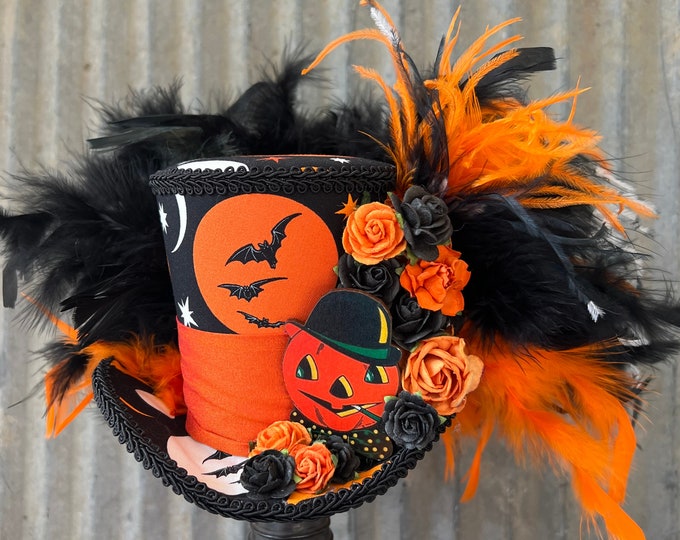 Mini Top Hat, Halloween Mini Top Hat, Pumpkin Orange Mini Top Hat ...