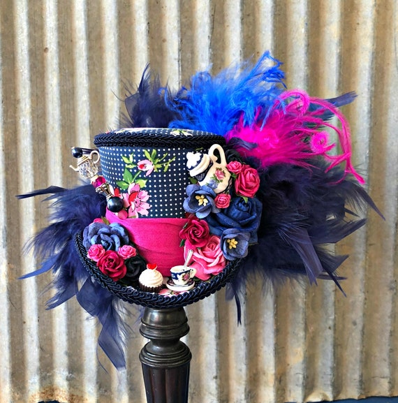 Mini Top Hat Blue and Pink Tea Cup hat Alice in Wonderland | Etsy