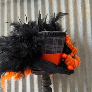 Mini Top Hat, Fall Mini Top Hat, Thanksgiving Hat, Black and Orange ...