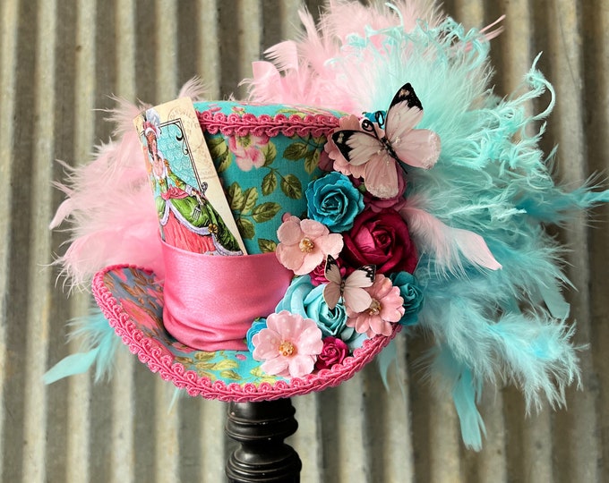 Mini Top Hat, Marie Antoinette Mini Top Hat, Pink French Tea Party Hat ...
