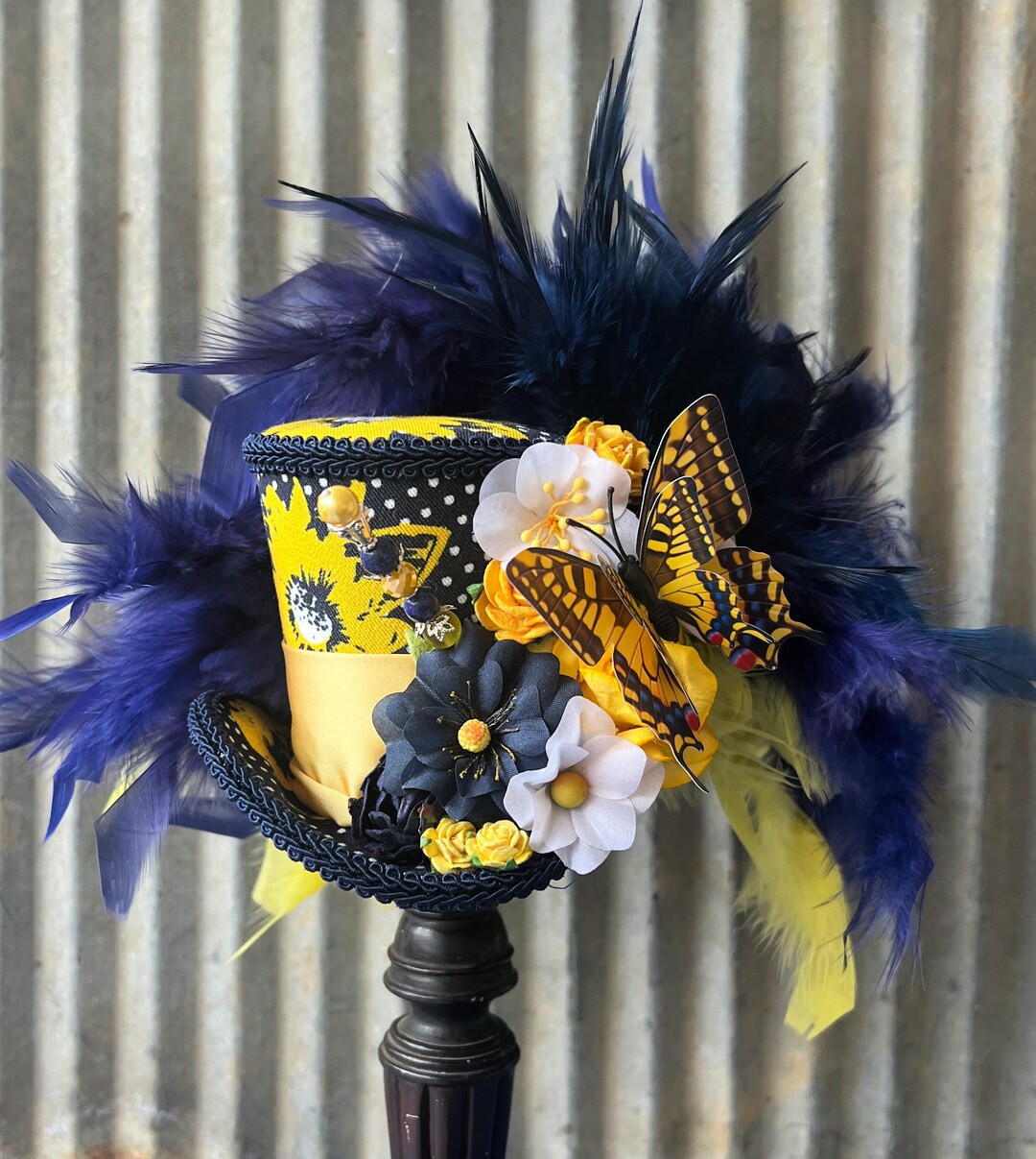 Mini Top Hat, Navy Blue Mini Top Hat, Derby Hat, Kentucky Derby Blue ...