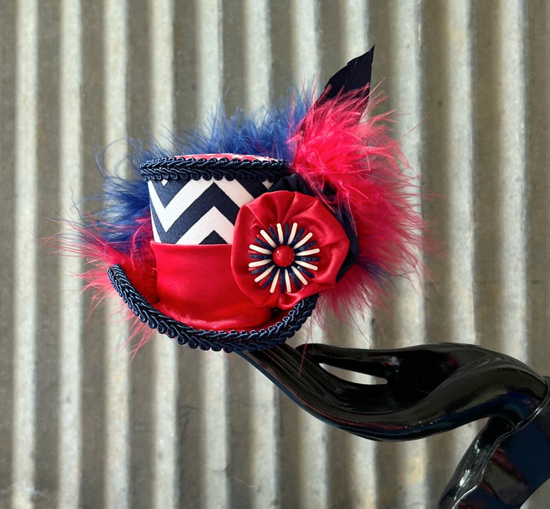 Micro Mini Top Hat, 4th of July Mini Hat, Patriotic Hat, Red and Blue ...