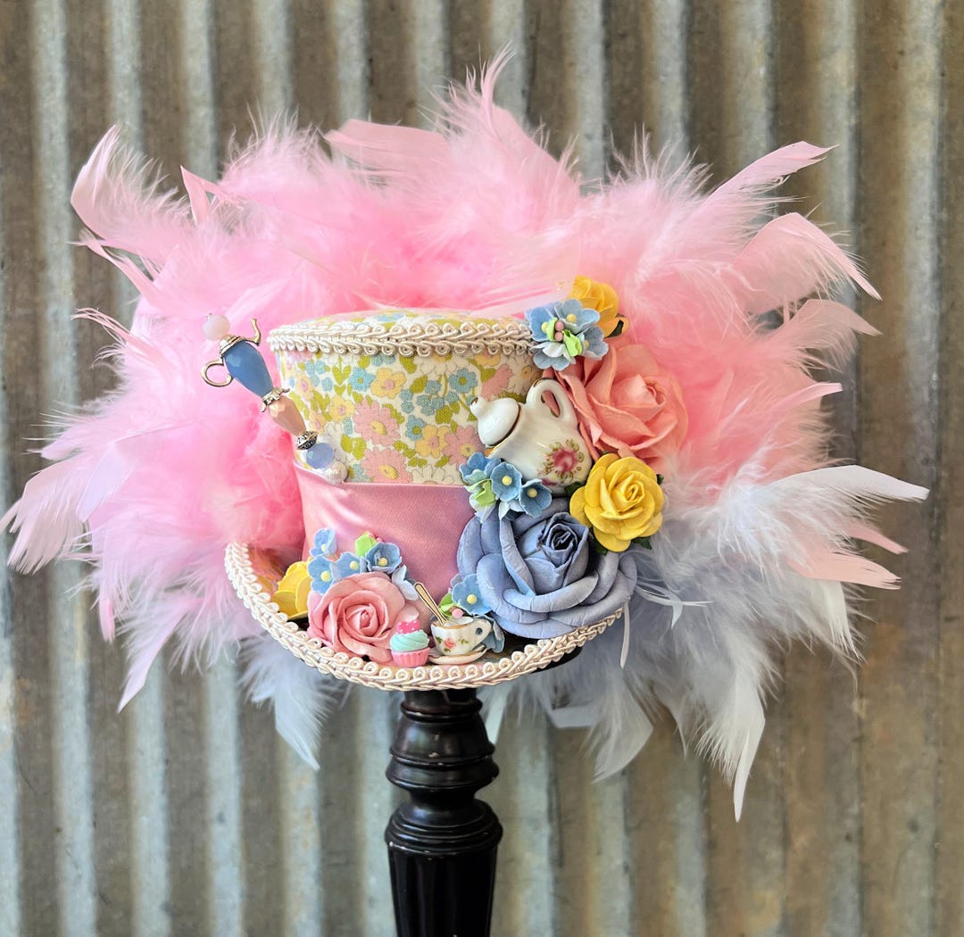 Mini Top Hat, Rose Tea Cup Hat, Pink Tea Pot Alice in Wonderland, Mad ...