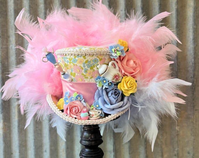 Mini Top Hat, Rose Tea Cup Hat, Pink Tea Pot Alice in Wonderland, Mad ...