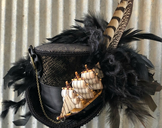 Pirate Ship Mini Top Hat, Steampunk Hat, Alice in Wonderland Hat, Tea ...