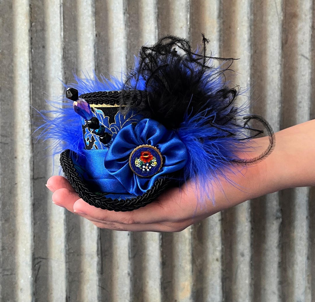 Micro Mini Top Hat, Tea Hat, Royal Blue Mini Hat, Alice in Wonderland ...