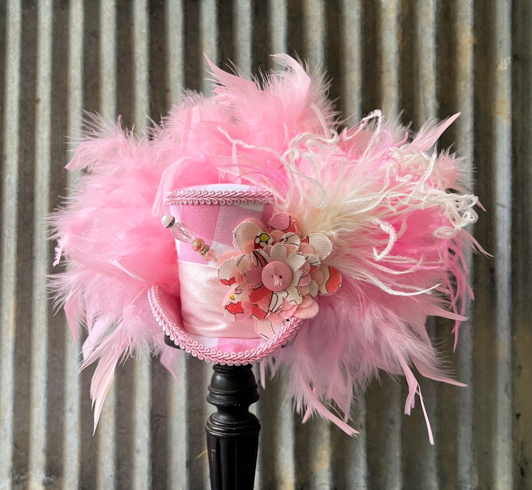 Kentucky Derby Mini Top Hat, Pink Flower Mini Top Hat, Pink Mini Hat ...