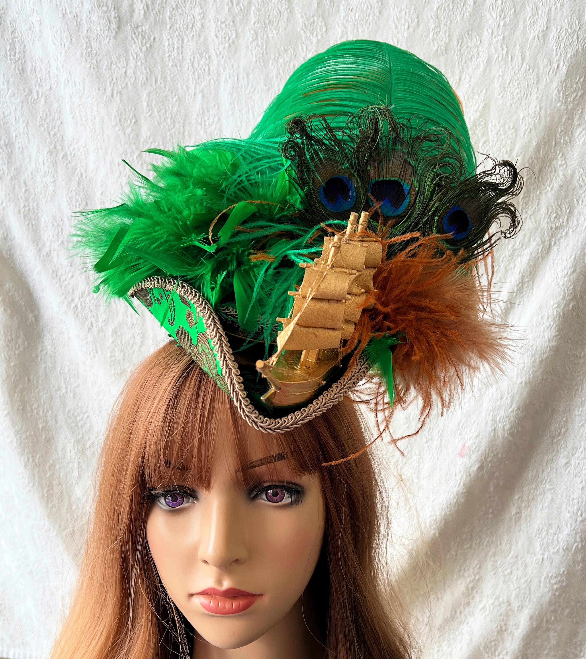 Mini Pirate Hat, Kelly Green and Gold Pirate Hat, Marie Antoinette Hat ...