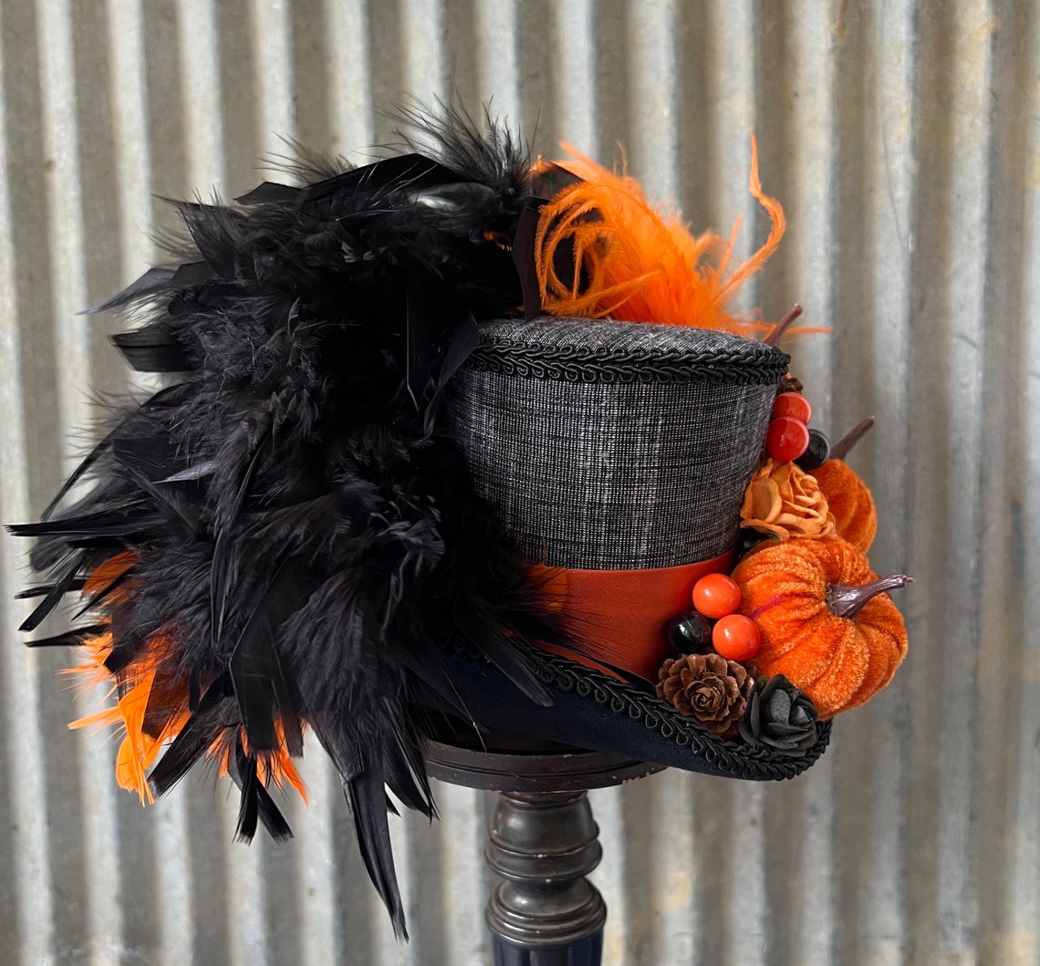 Mini Top Hat Fall Mini Top Hat Thanksgiving Hat Black and - Etsy